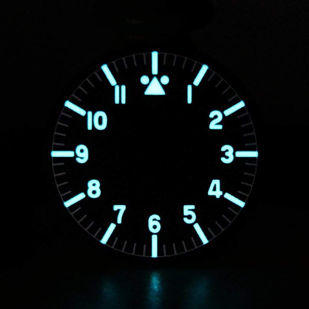 Black Pilot Flieger Dial | BGW9 Blue Lume - SEIKO Mod Part - Lucius Atelier